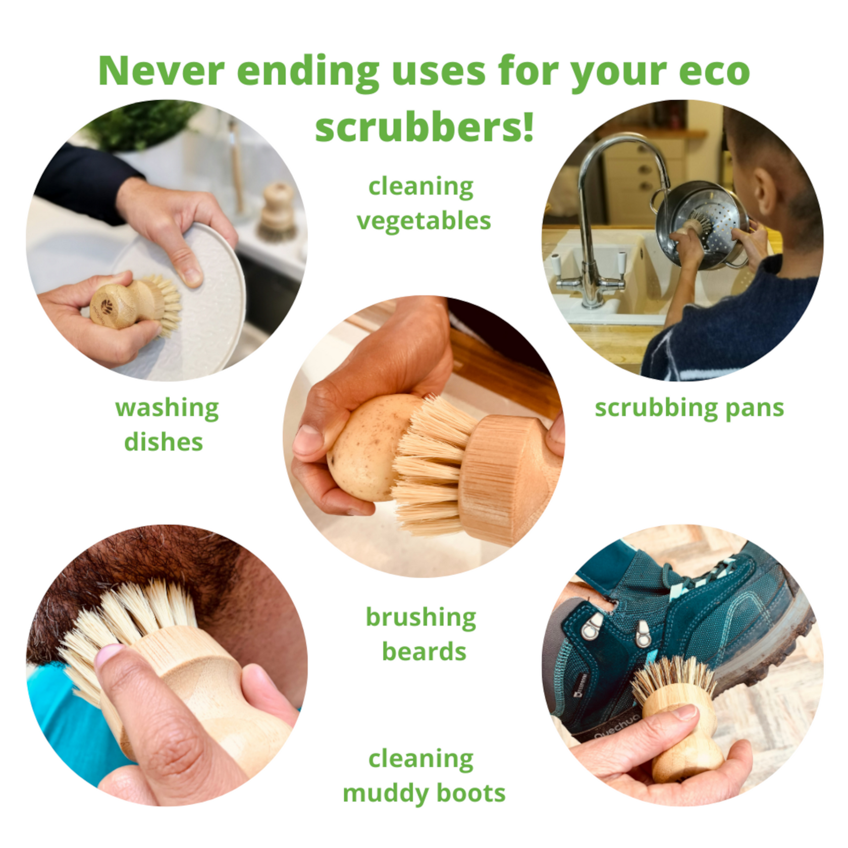 Sustainable Bamboo Pot Scrubbers | Natural Wooden Plant Based Kitchen ...